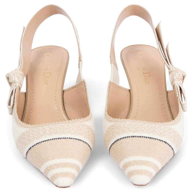 CHRISTIAN DIOR beige 2020 CANVAS STRIPED J''ADIOR POINTED TOE Escarpins ...