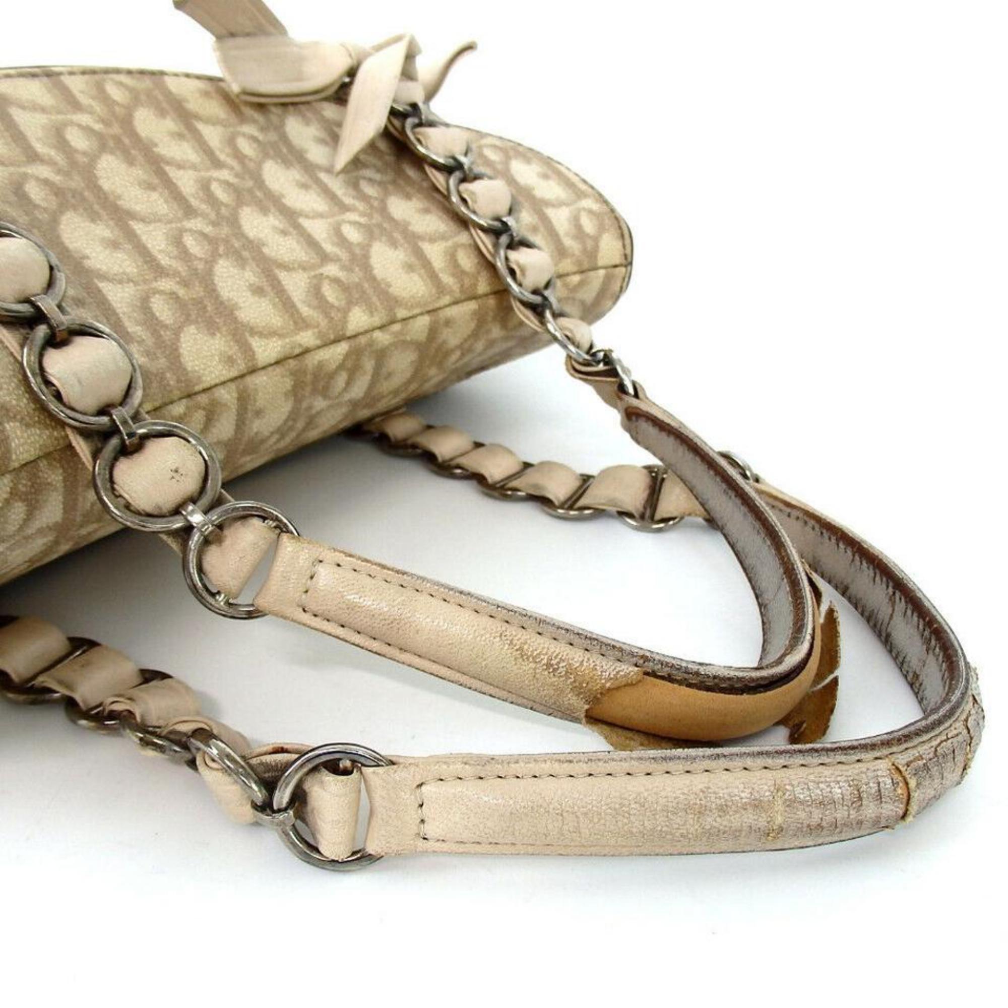 Christian Dior Beige Monogram Trotter romantic ribbon Chain Bag 854481 ...
