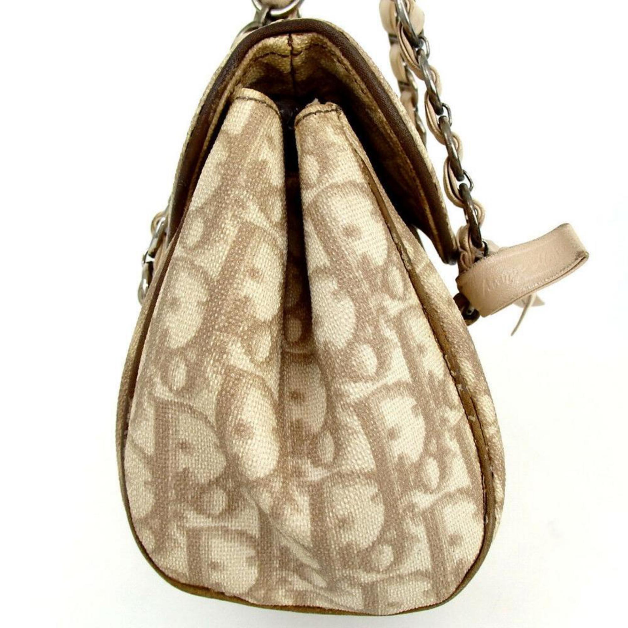 Christian Dior Beige Monogram Trotter romantic ribbon Chain Bag 854481 ...