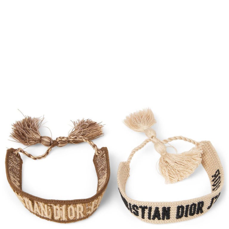 CHRISTIAN DIOR beige and tan J'ADIOR OBLIQUE CANVAS FRIENDSHIP Bracelet ...