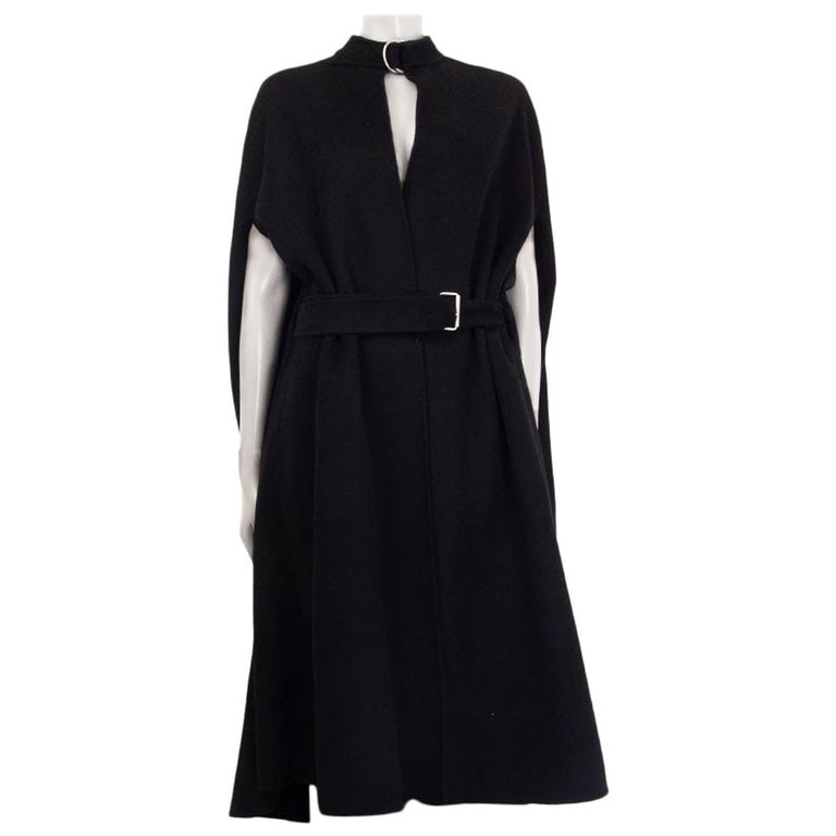 CHRISTIAN DIOR black cashmere blend BELTED Cape Jacket One Size at 1stDibs