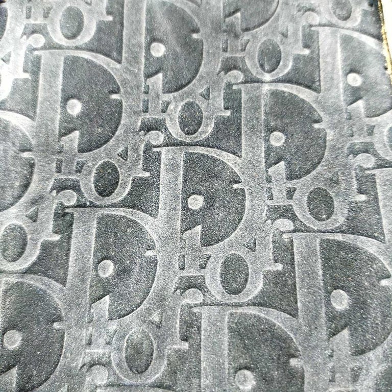 Christian Dior Black Embossed Suede Monogram Trotter Boston Bag 862031 ...