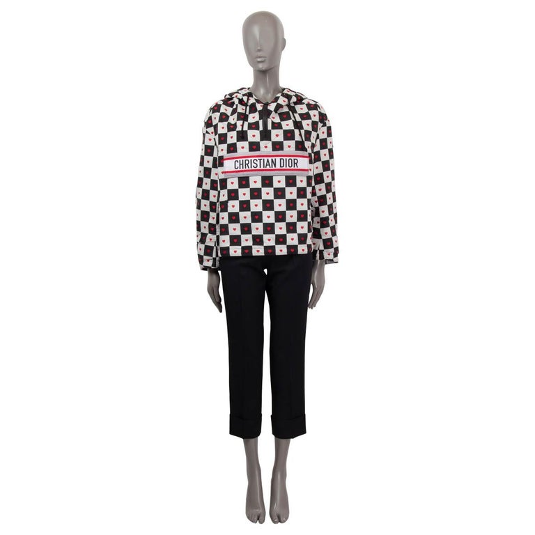 CHRISTIAN DIOR black grey 2021 DIORAMOUR HEARTS CHECK ANORAK Coat ...