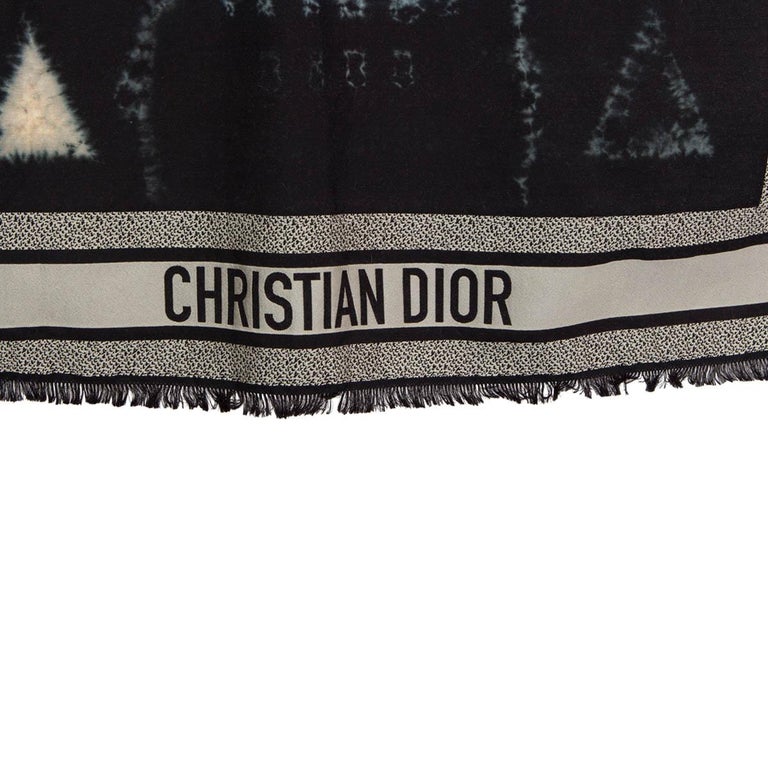 CHRISTIAN DIOR black and grey silk blend TIE-DYE Scarf For Sale at 1stDibs