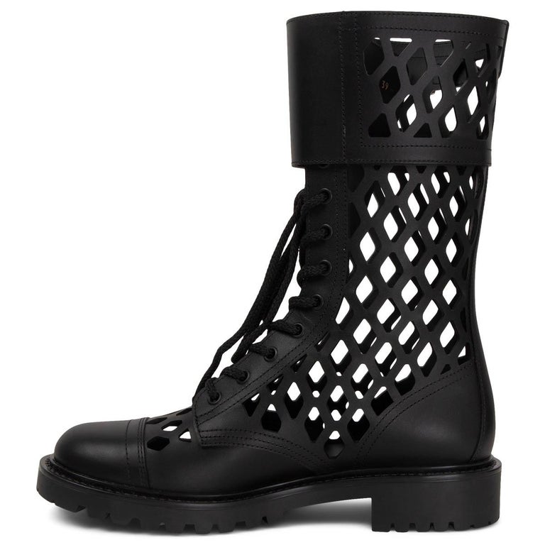 CHRISTIAN DIOR black leather 2020 D-TRAP Combat Boots Shoes 39 at ...