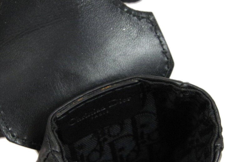 Christian Dior Black Leather Double Pouch Utility Bum Fanny Pack Waist ...
