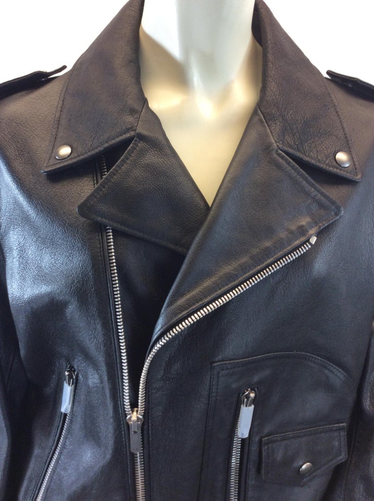 Christian Dior Black Leather Studded Moto Jacket For Sale at 1stDibs