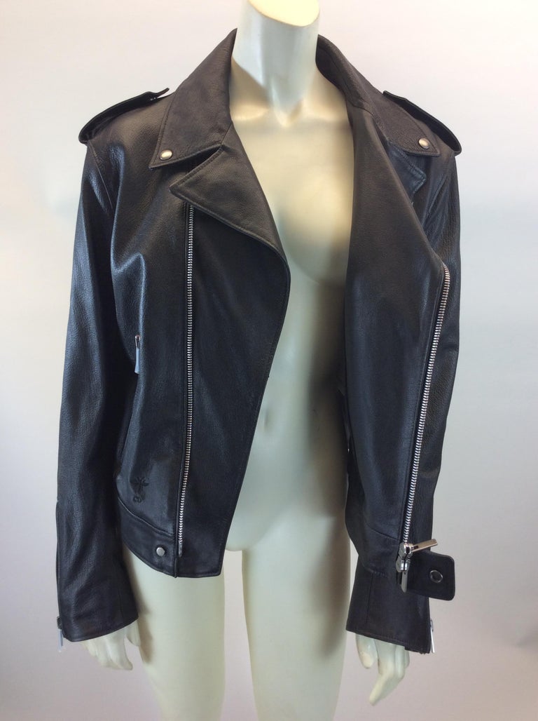 Christian Dior Black Leather Studded Moto Jacket For Sale at 1stDibs