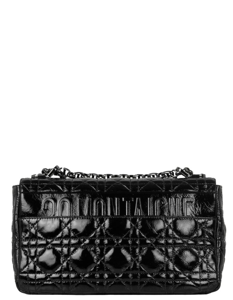 Christian Dior Black Patent Leather Cannage Medium Caro Bag For Sale at ...
