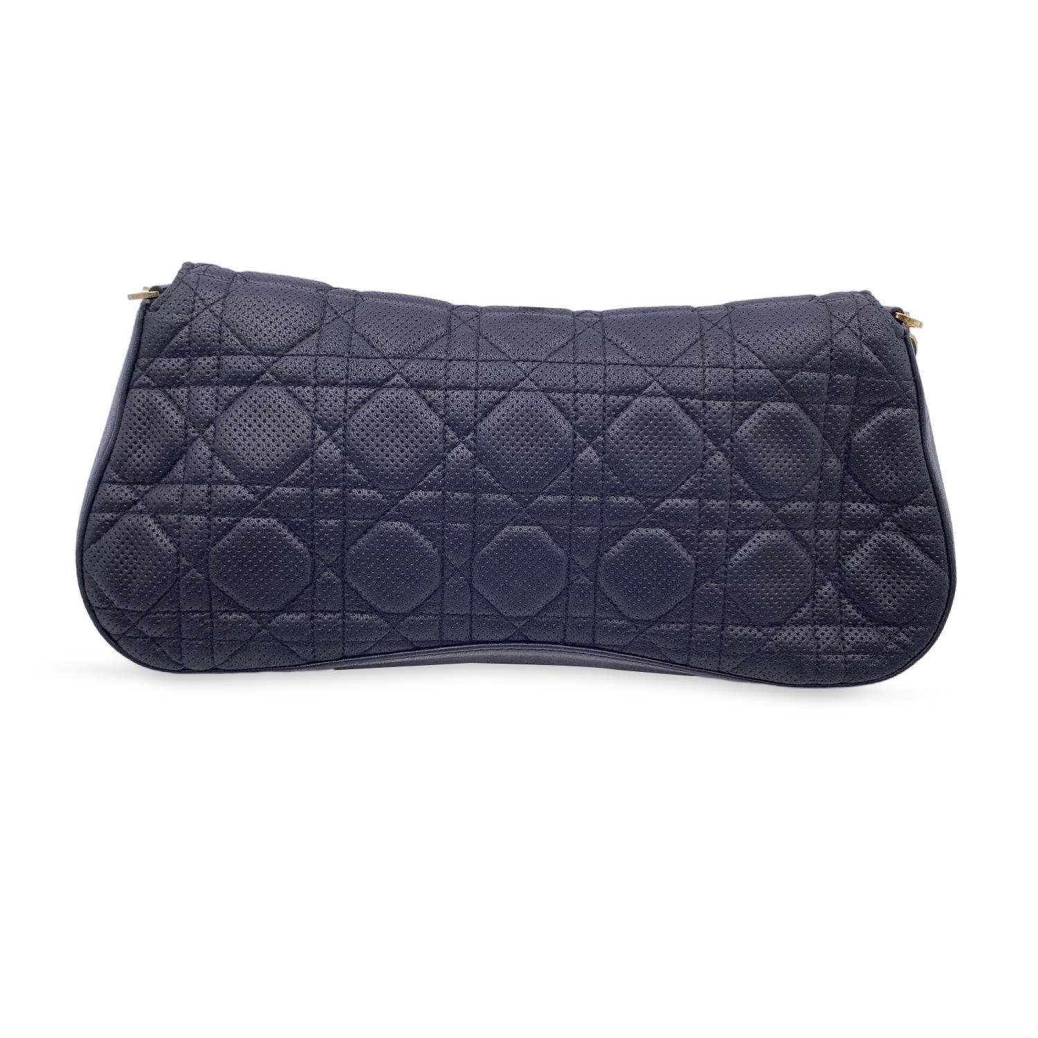 Christian Dior Black Perforated Leather Cannage Chain Shoulder Bag For ...