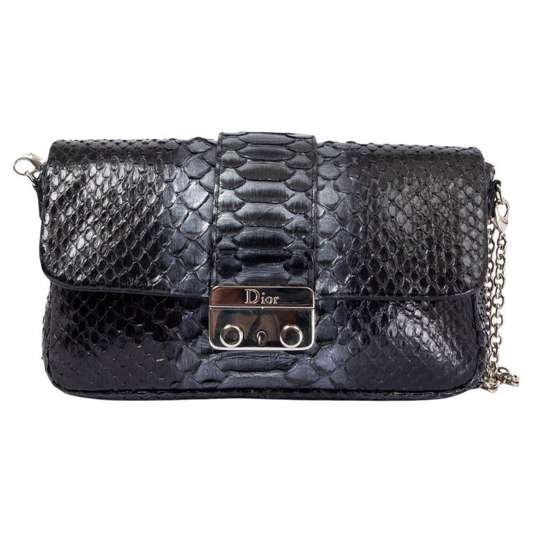 CHRISTIAN DIOR black and silver PYTHON MISS DIOR Handbag For Sale at ...