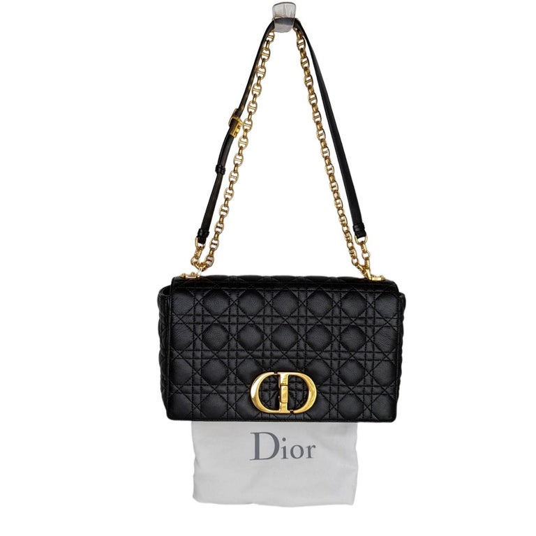 Christian Dior Black Supple Cannage Calfskin Large Caro Bag For Sale at ...
