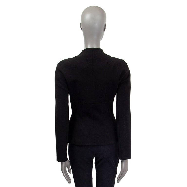 CHRISTIAN DIOR black viscose COLLARLESS TAILORED Blazer Jacket 38 S at ...