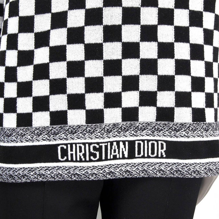 CHRISTIAN DIOR black and white cashmere 2018 CHECK Sweater 38 S at 1stDibs