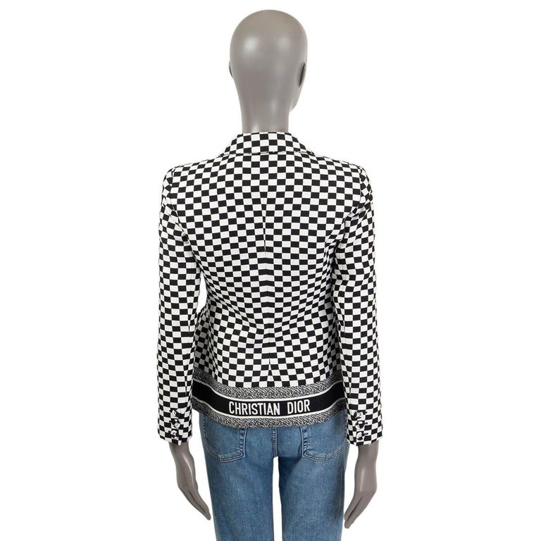 CHRISTIAN DIOR black white cotton 2018 CHECK BAR Blazer Jacket 38 S at ...
