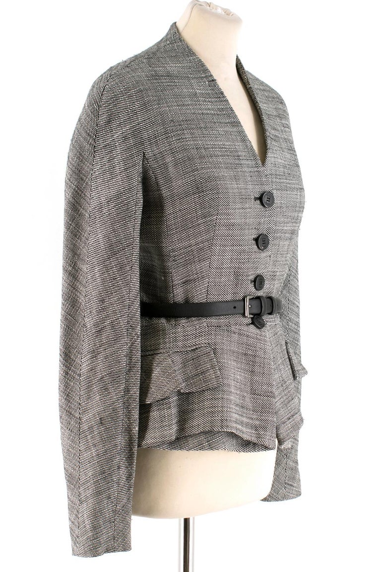 Christian Dior Black and White Silk-Wool Blazer S at 1stDibs