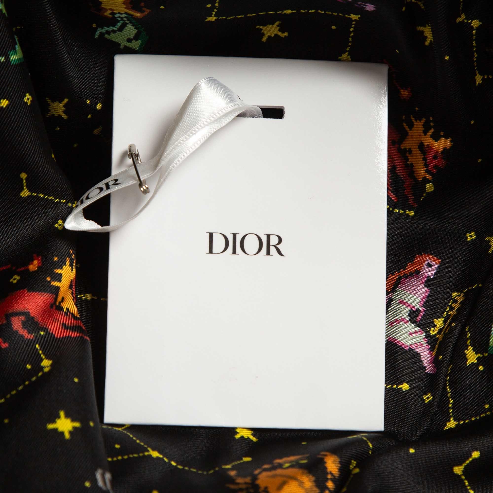 Christian Dior Black Zodiac Printed Silk Lounge Pants M For Sale at 1stDibs