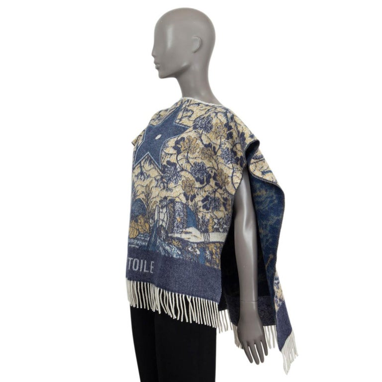 CHRISTIAN DIOR blue cashmere 2020 L'ETOILE PONCHO Sweater OS For Sale ...