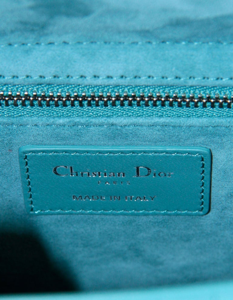 Christian Dior Blue Leather Cannage Quilted Medium Lady Dior Bag For ...