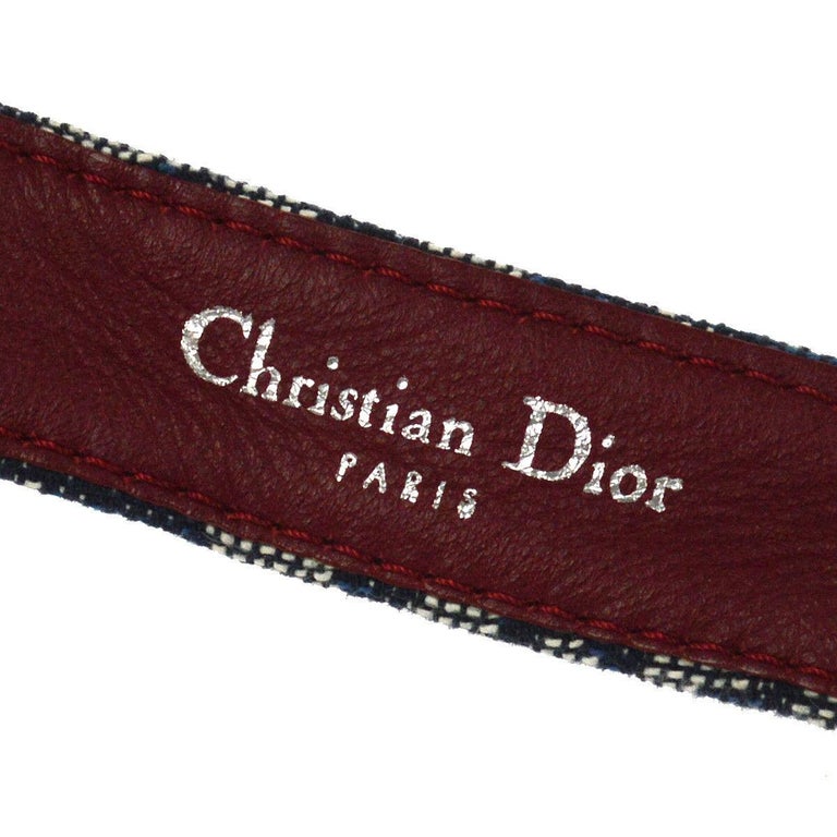 Christian Dior Blue Monogram Red Leather Silver Large 'CD' Logo Waist ...