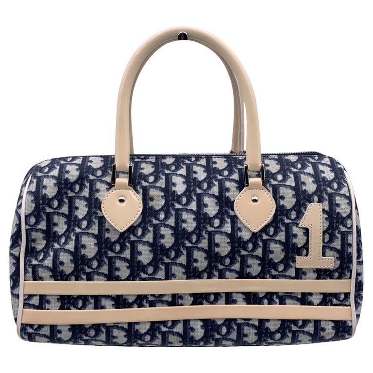 Christian Dior Blue Monogram Trotter Diorissimo Canvas Boston Bag For ...
