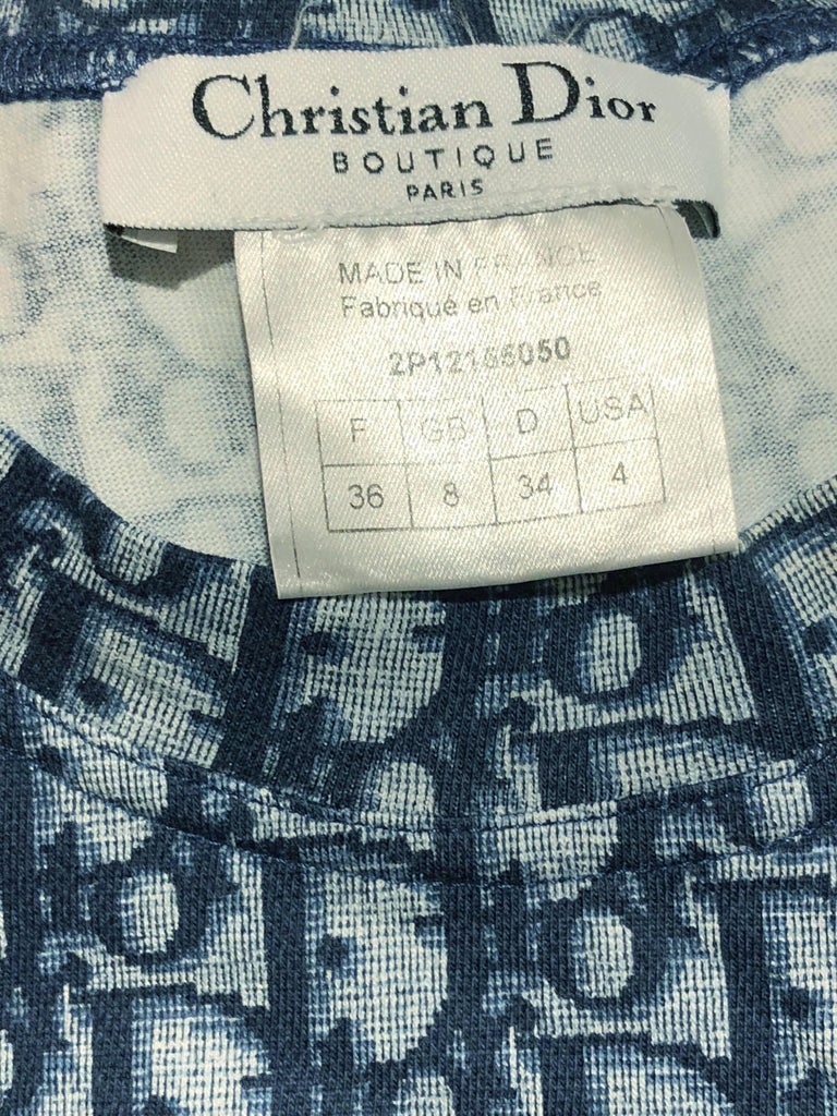 Christian Dior Blue Monogrammed Globetrotter T-shirt Size US 4 at ...