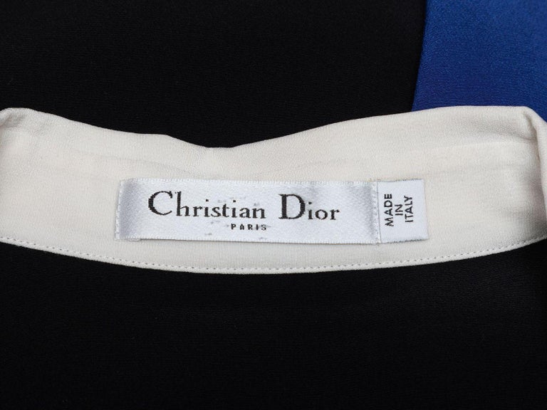 Christian Dior Blue and Multicolor Silk Button-Up Top For Sale at 1stDibs