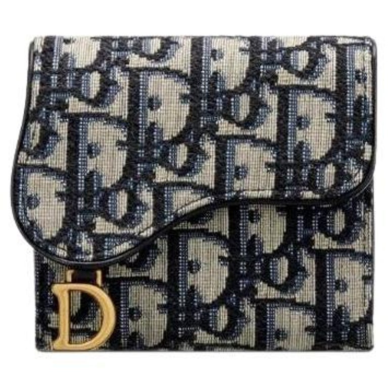Christian Dior Blue Saddle lotus wallet For Sale at 1stDibs