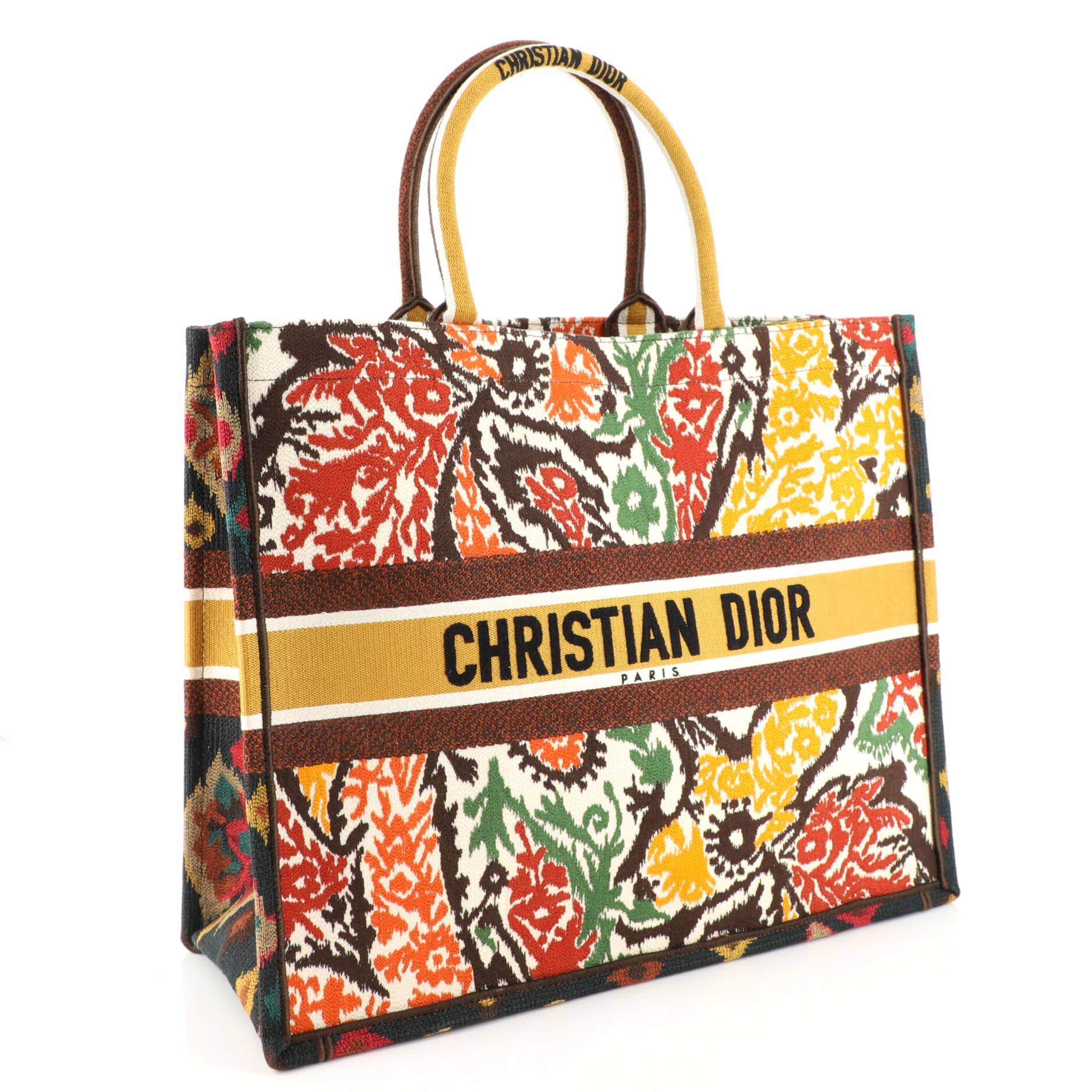 Christian Dior Book Tote Embroidered Canvas Large at 1stDibs