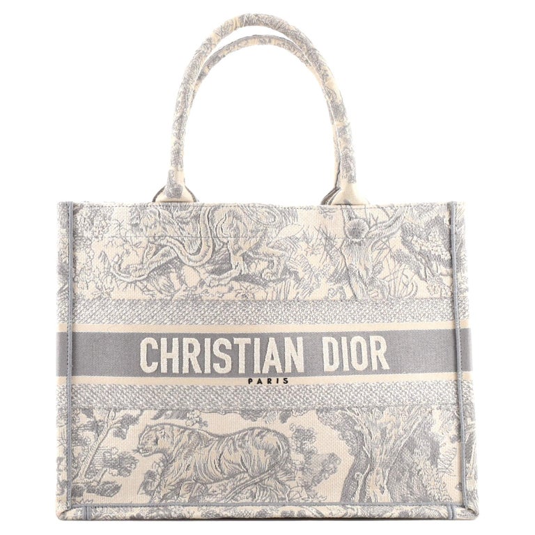 Christian Dior Book Tote Embroidered Canvas Medium For Sale at 1stDibs