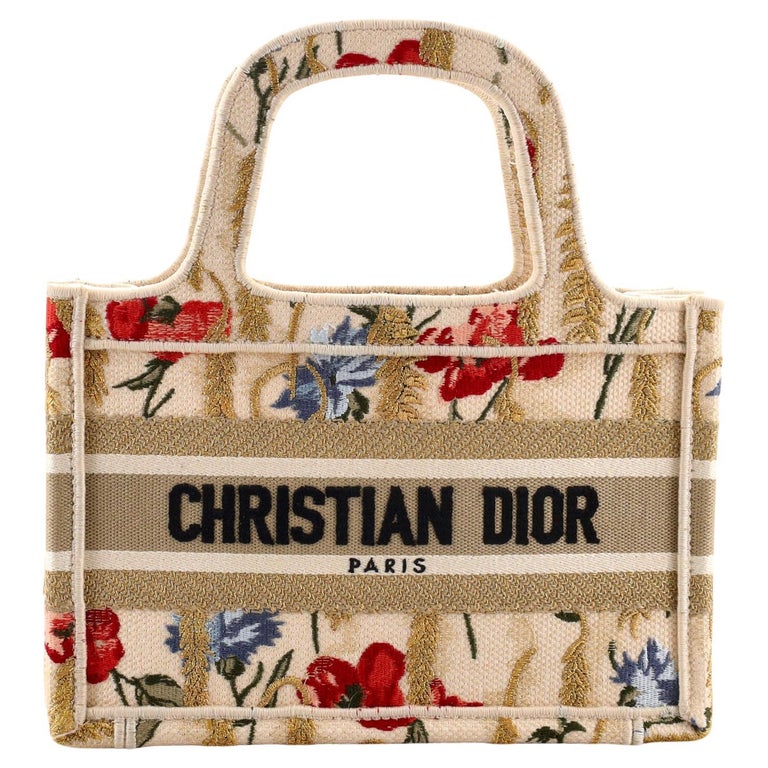 Christian Dior Book Tote Embroidered Canvas Mini at 1stDibs