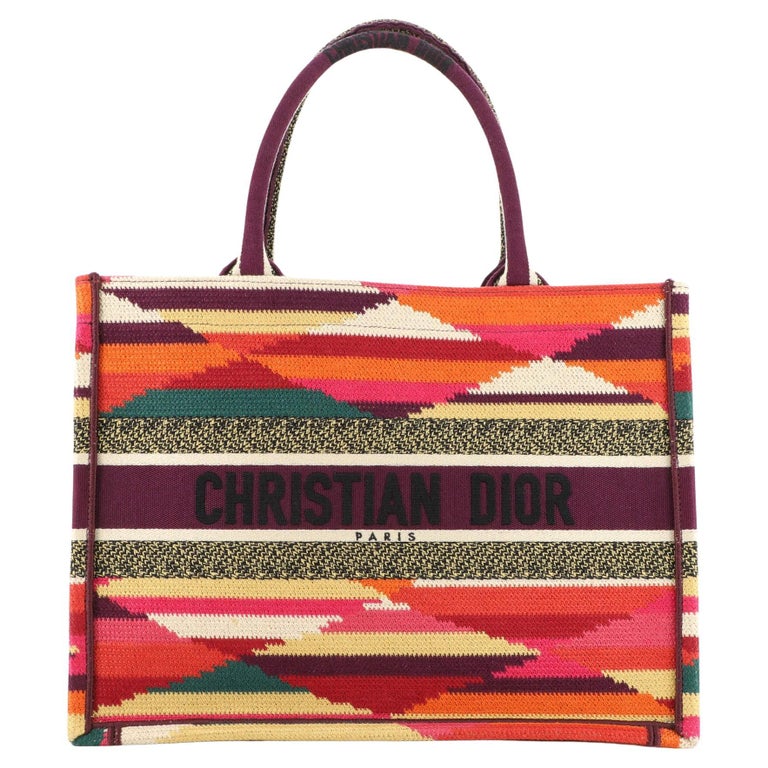 Christian Dior Book Tote Embroidered Canvas Small at 1stDibs