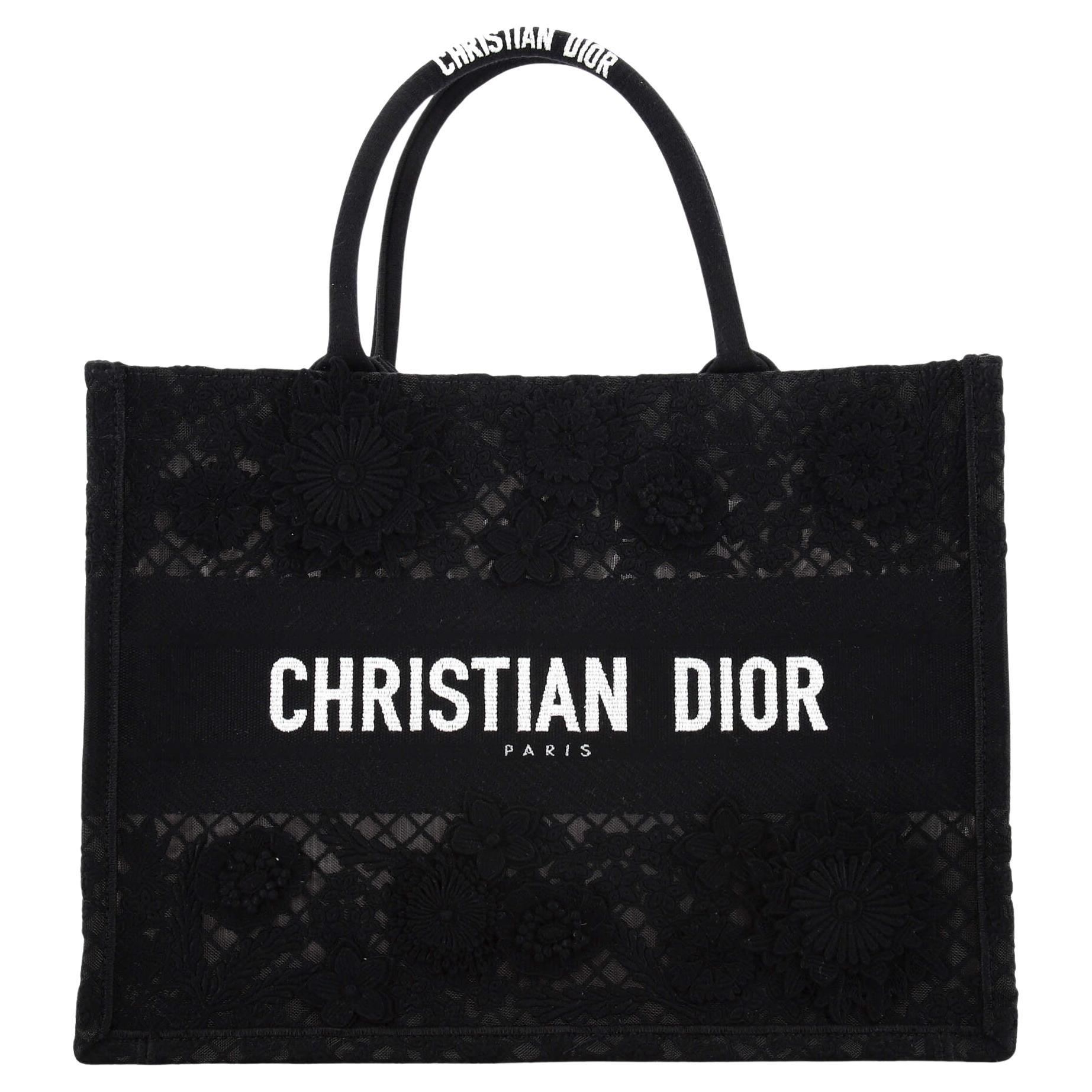 Christian Dior Book Tote Embroidered Lace Medium For Sale at 1stDibs