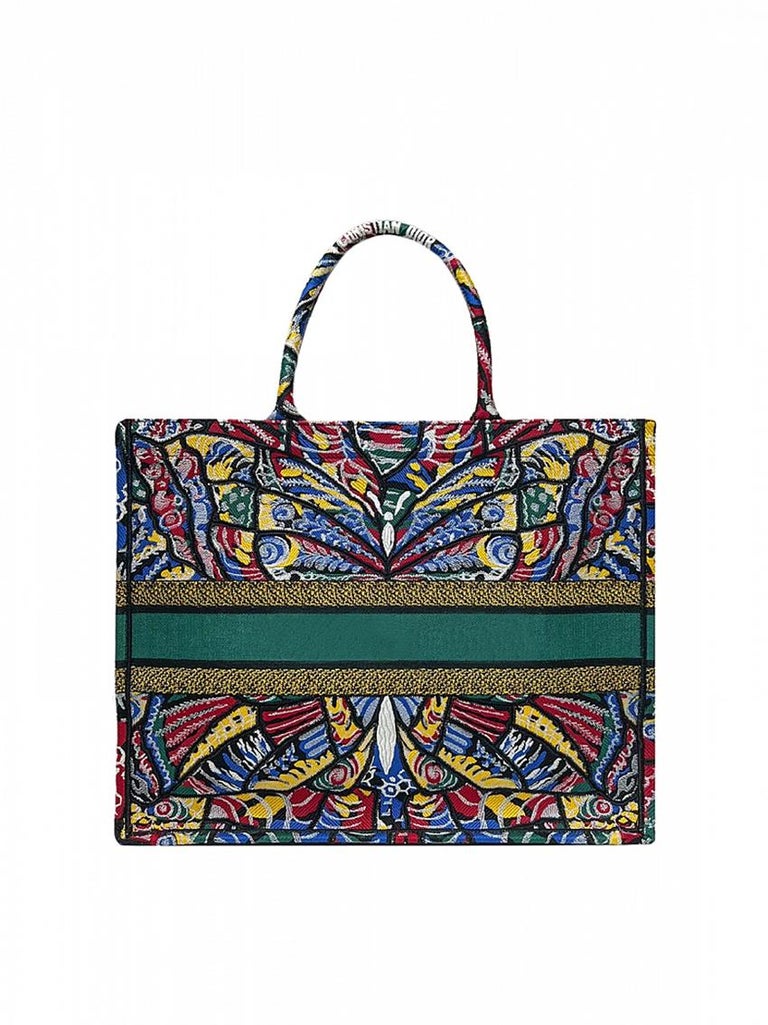 CHRISTIAN DIOR BOOK TOTE MULTICOLOR Butterfly Embroidery Bag at 1stDibs