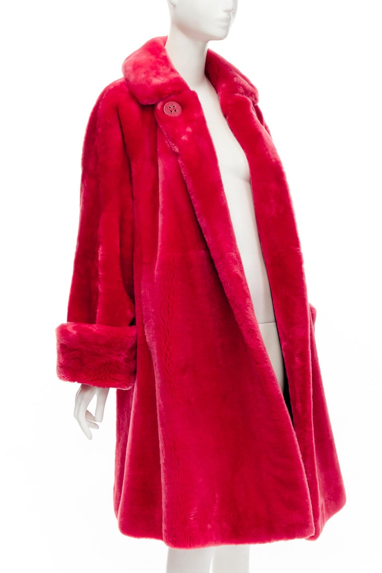 CHRISTIAN DIOR BOUTIQUE FOURRURE Vintage red faux fur swing mouton ...