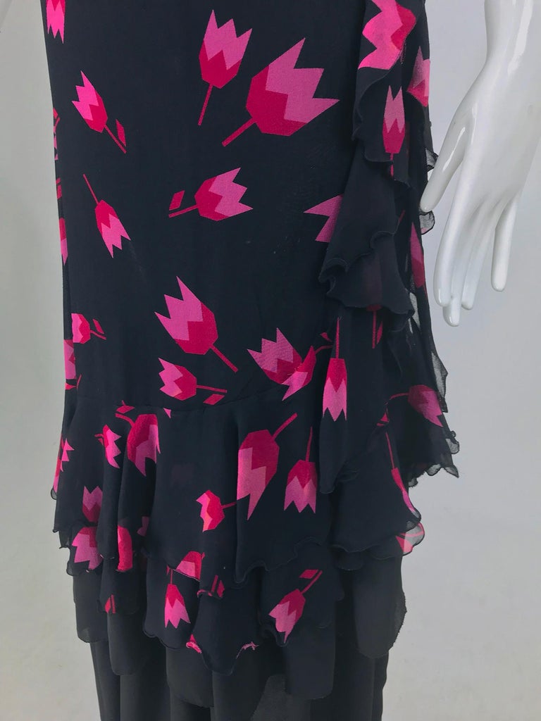 Christian Dior Boutique Paris Tulip Print Strapless Layered Maxi Dress 1970s At 1stdibs Dior