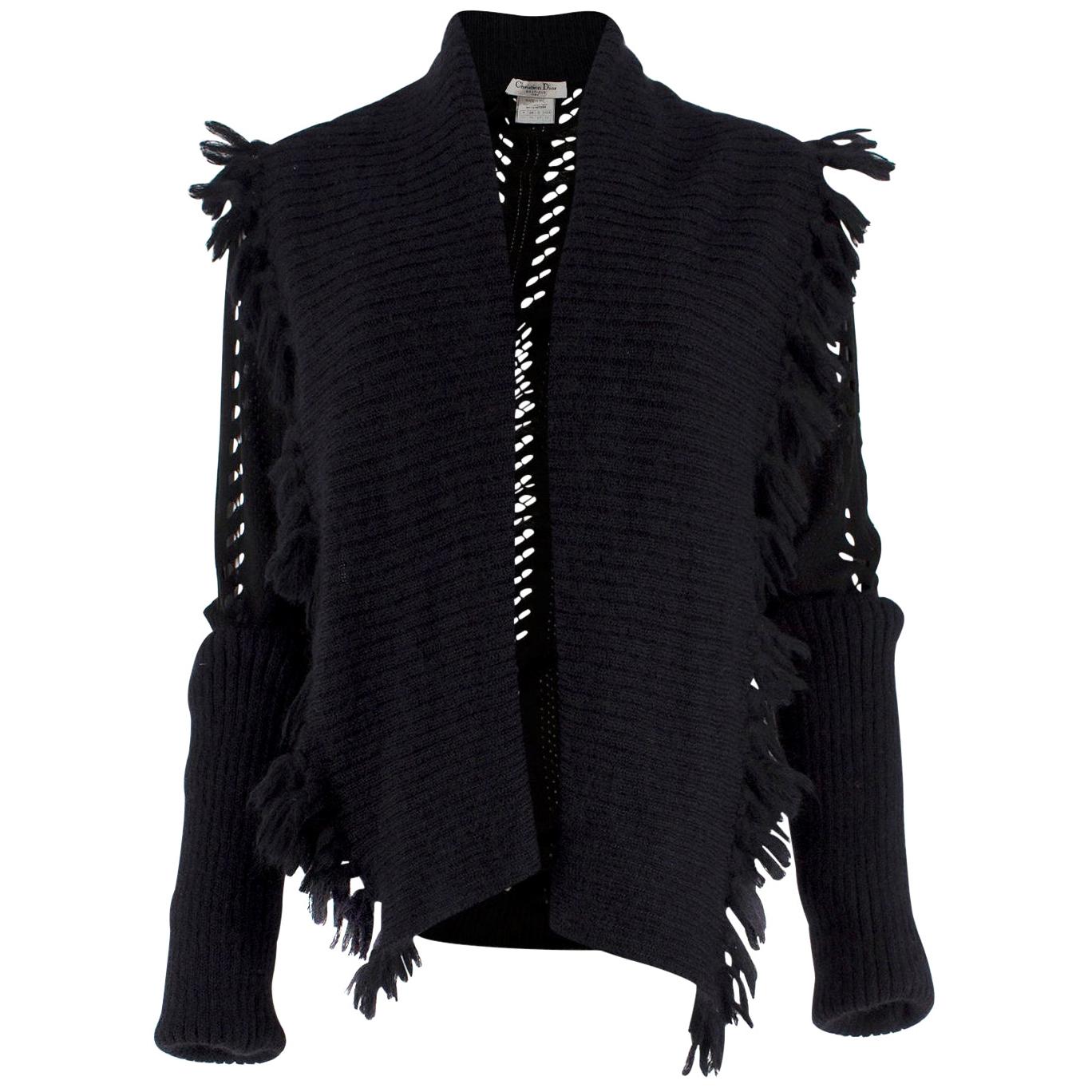 Christian Dior Boutique Vintage Black Cut Out Cardigan US 12 For Sale ...