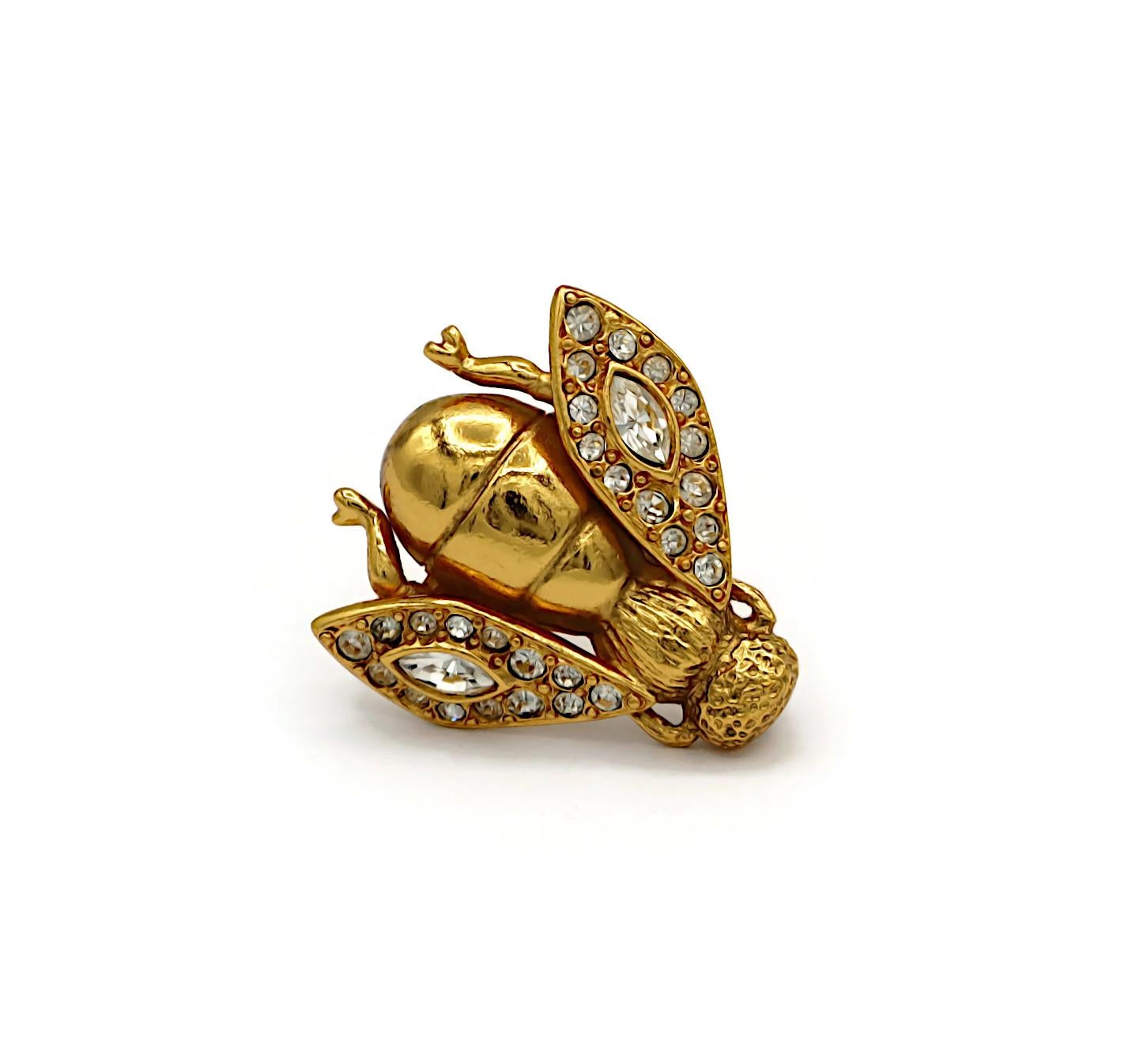 CHRISTIAN DIOR Boutique Vintage Iconic Jewelled Gold Tone Bee Brooch ...