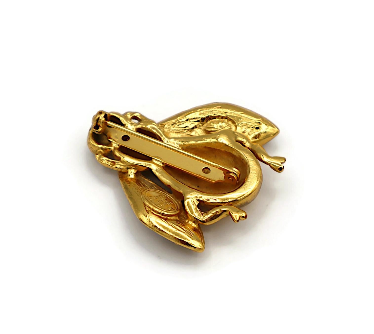 CHRISTIAN DIOR Boutique Vintage Iconic Jewelled Gold Tone Bee Brooch ...