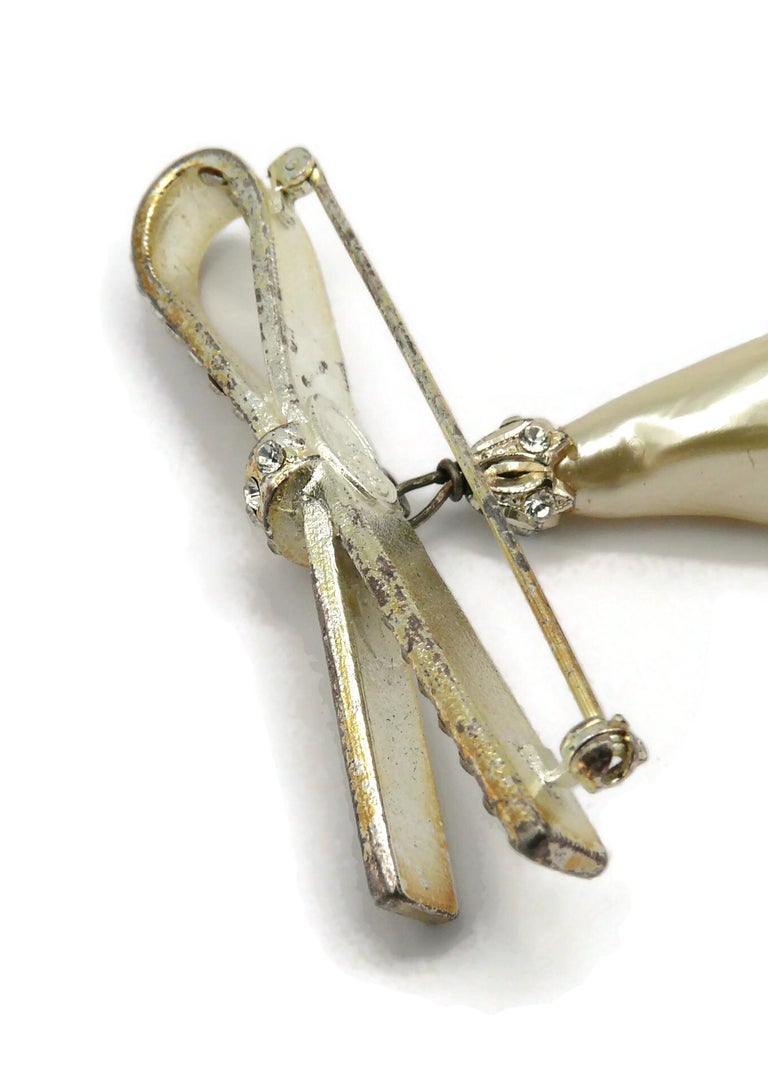 CHRISTIAN DIOR Boutique Vintage Jewelled Ribbon Bow Brooch For Sale at ...