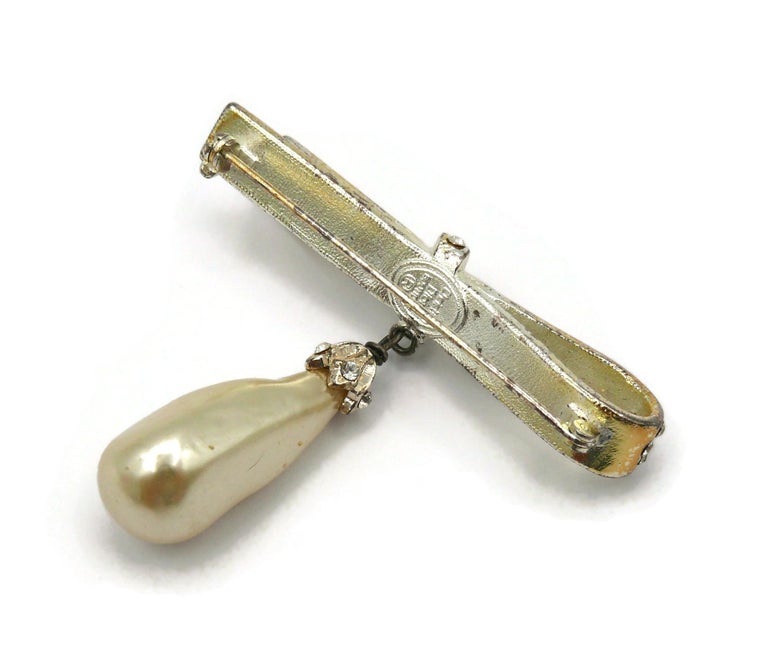 CHRISTIAN DIOR Boutique Vintage Jewelled Ribbon Bow Brooch For Sale at ...