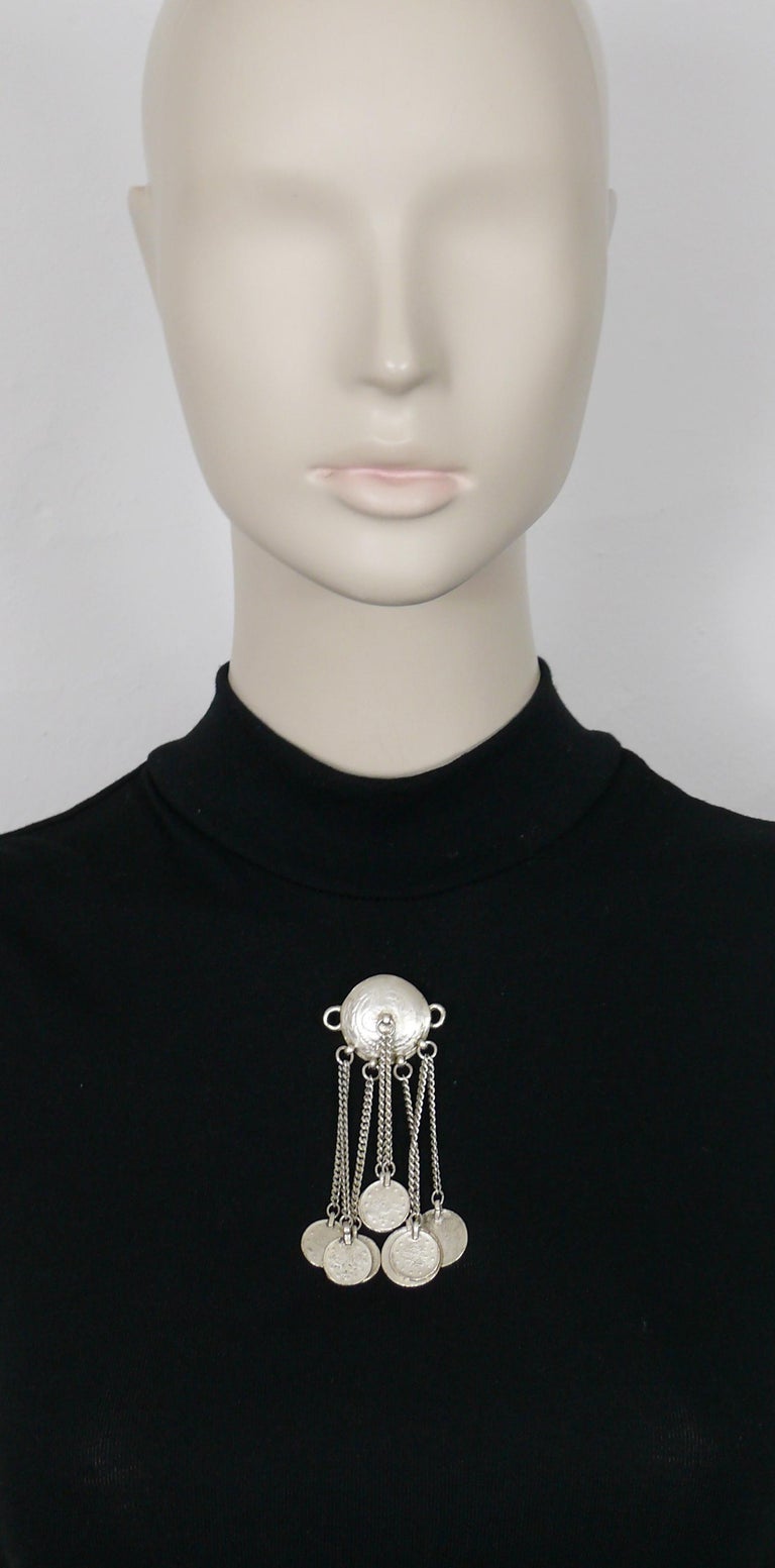 Christian Dior Boutique Vintage Silver Toned Oriental Coin Brooch at ...
