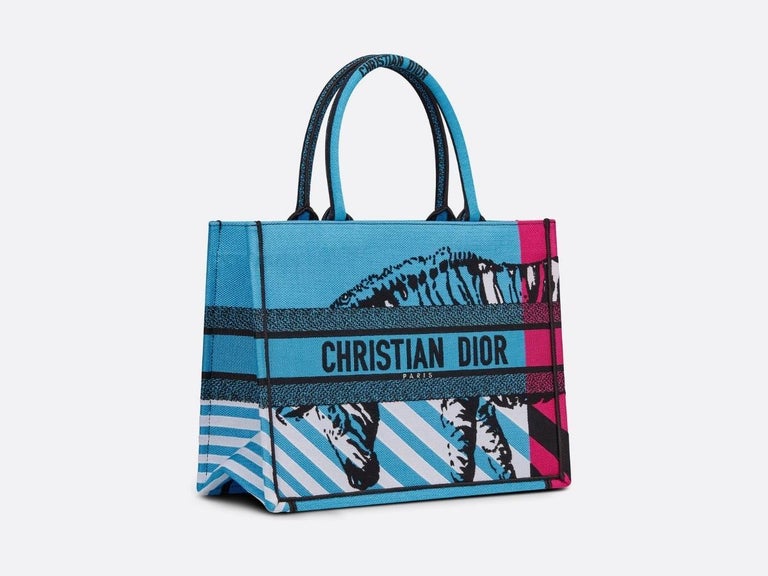 Christian Dior Bright blue and pink Dior Book Tote medium bag For Sale ...