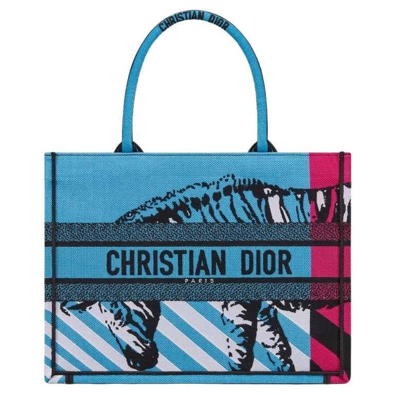 Christian Dior Bright blue and pink Dior Book Tote medium bag For Sale ...
