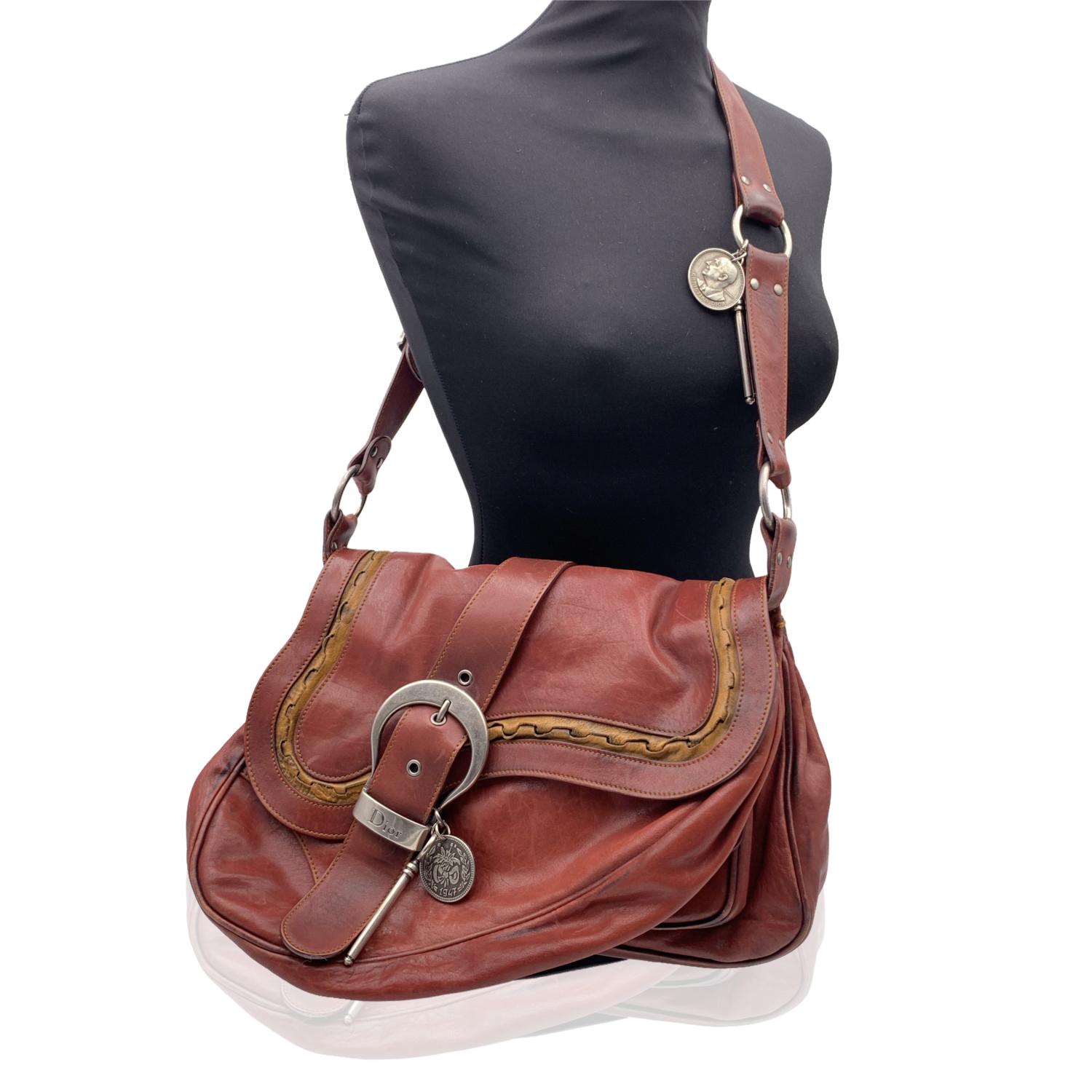 Christian Dior Brown Leather Gaucho Double Saddle Large Tote Bag For ...