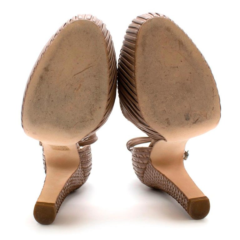 Christian Dior Brown Woven Leather and Python Platform Pumps - Size EU ...