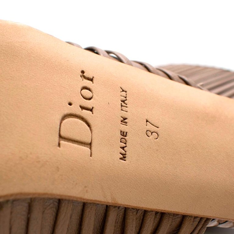 Christian Dior Brown Woven Leather and Python Platform Pumps - Size EU ...