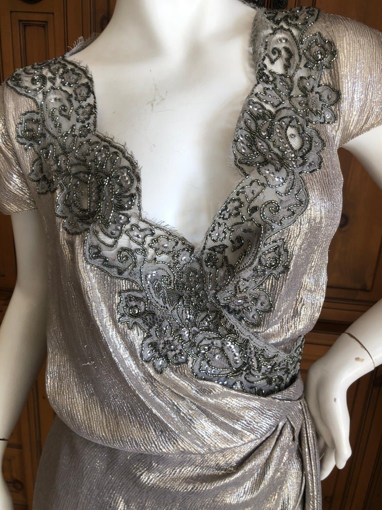 Christian Dior by Gianfranco Ferre Bead Embellished Metallic Wrap Dress ...