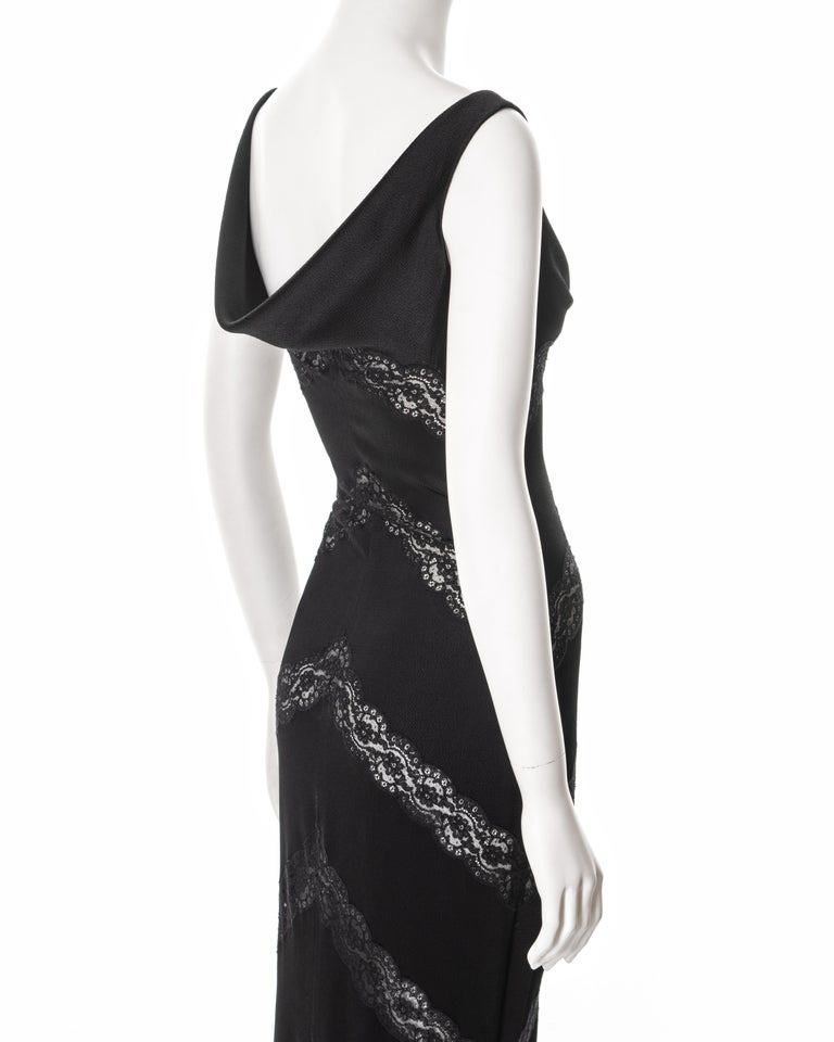 Christian Dior By John Galliano Black Evening Dress With Lace Inserts