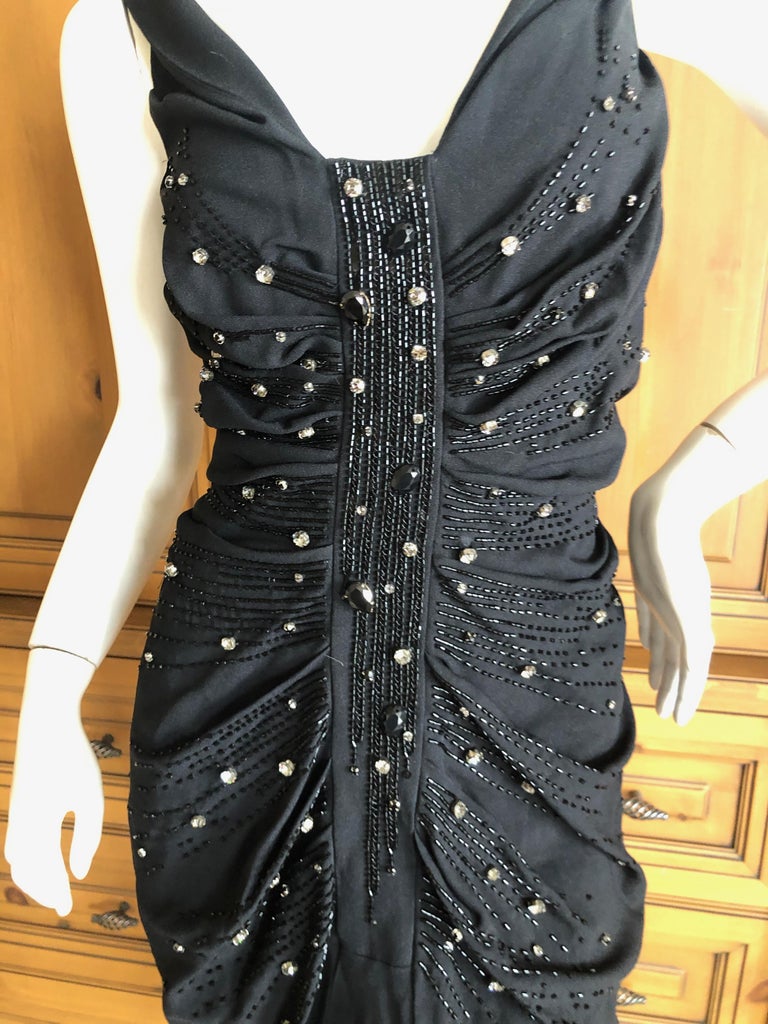 Christian Dior By John Galliano Black Jewel Embellished Cocktail Dress